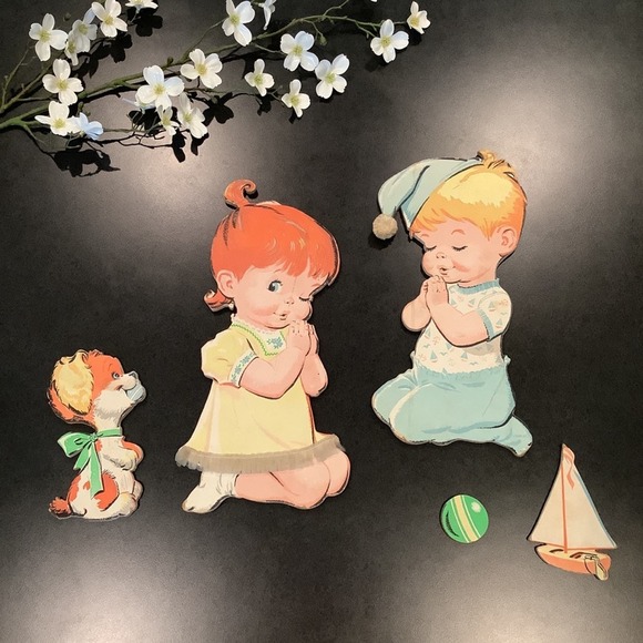 Vintage | Wall Decor | Vintage 5s Praying Children Nursery Baby Kids ...